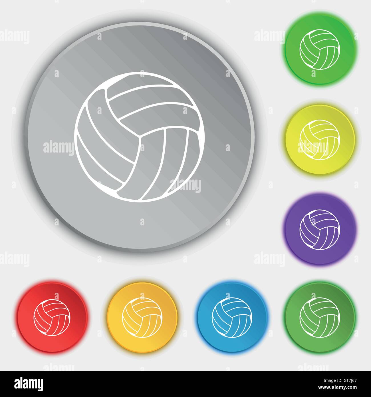 Volleyball icon sign. Symbol on eight flat buttons. Vector Stock Vector ...