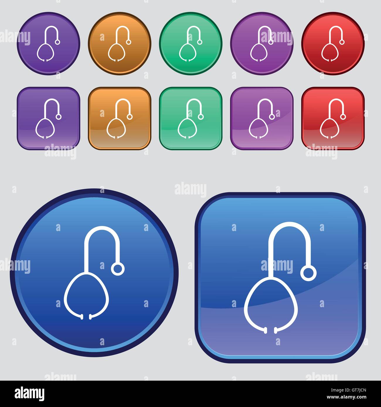 Stethoscope Icon sign. A set of twelve vintage buttons for your design ...