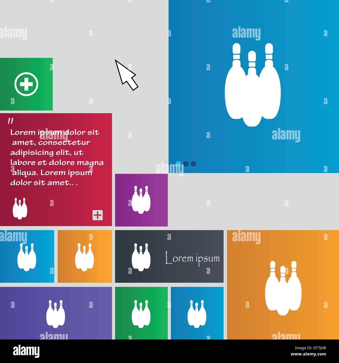 bowling icon sign. buttons. Modern interface website buttons with cursor pointer. Vector Stock ...