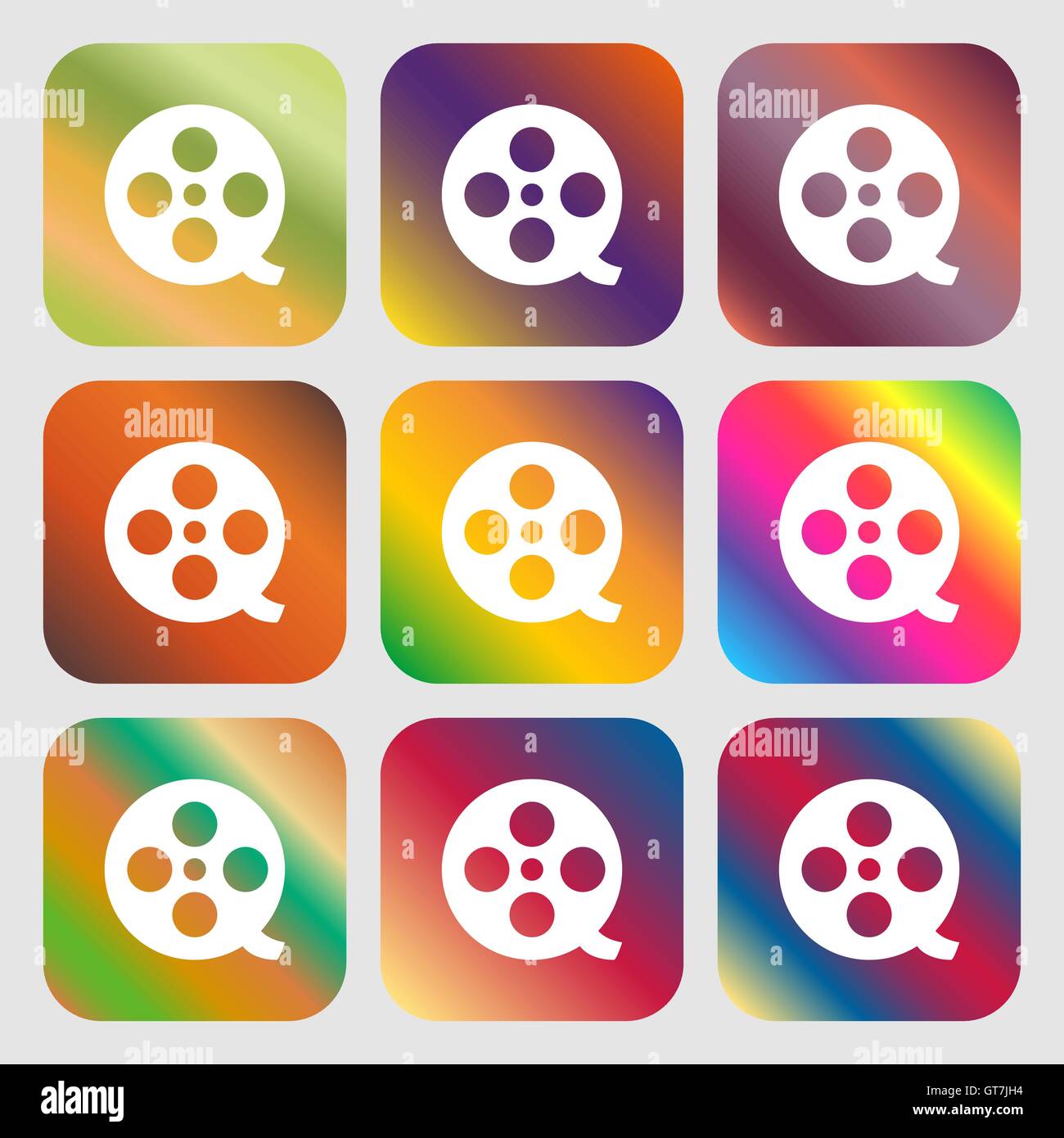 Film icon. Nine buttons with bright gradients for beautiful design ...