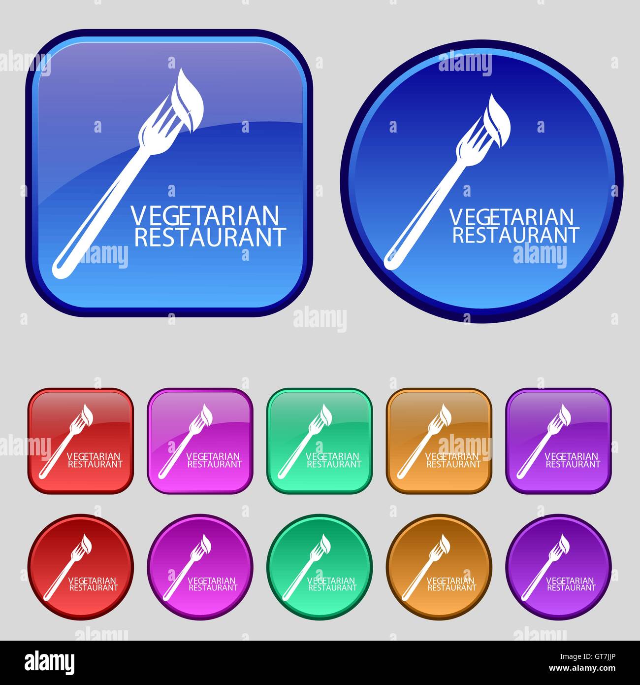 vegetarian restaurant icon sign. A set of twelve vintage buttons for ...