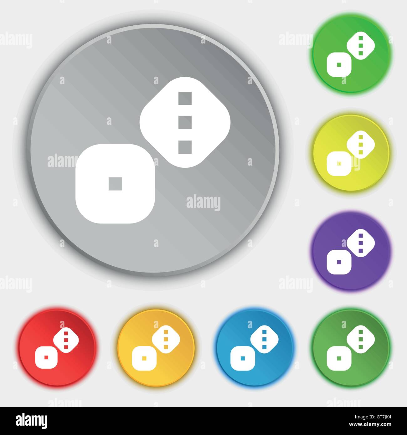 Dice Cubes icon sign. Symbol on eight flat buttons. Vector Stock Vector Image & Art - Alamy