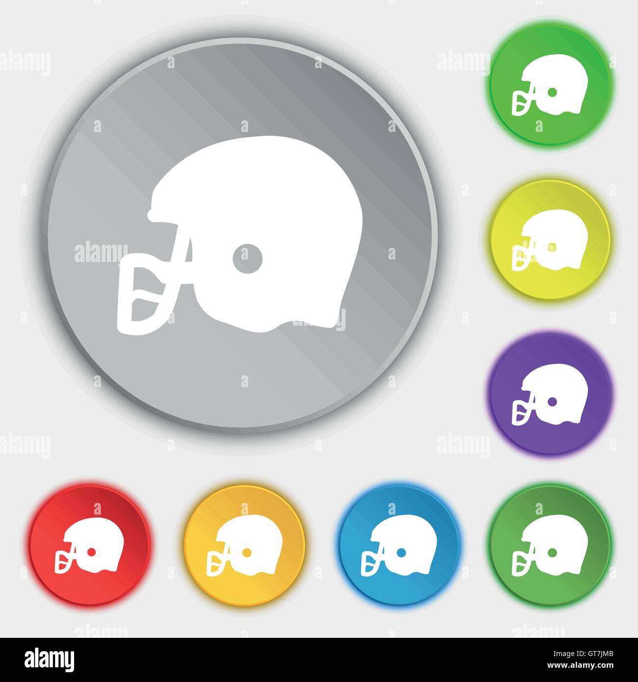 american football helmet icon sign. Symbol on eight flat buttons ...