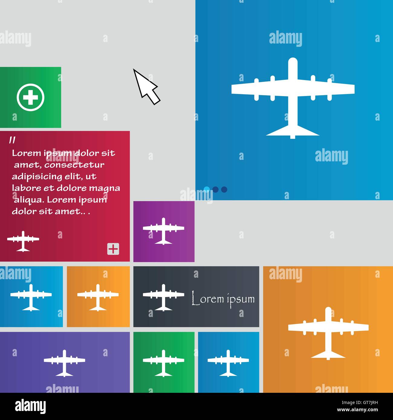 Plane icon sign. buttons. Modern interface website buttons with cursor ...