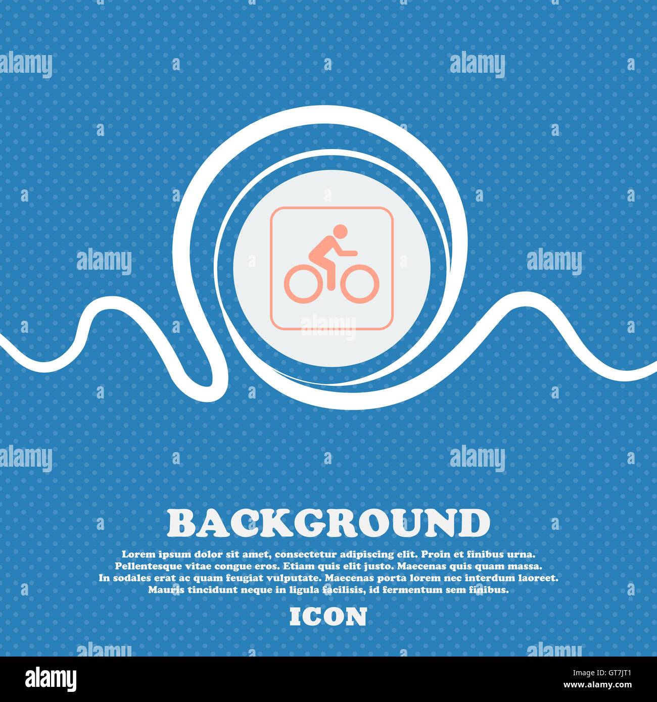 Cyclist sign. Blue and white abstract background flecked with space for ...