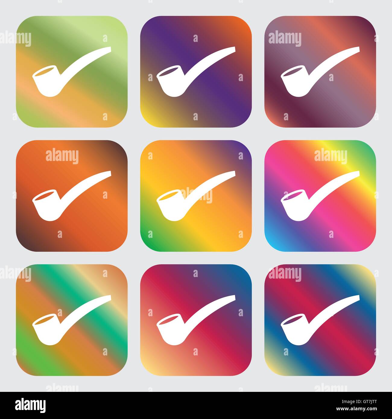 Smoking pipe icon . Nine buttons with bright gradients for beautiful ...