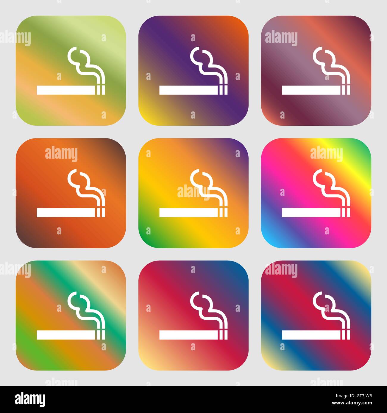 cigarette smoke icon. Nine buttons with bright gradients for beautiful design. Vector Stock ...