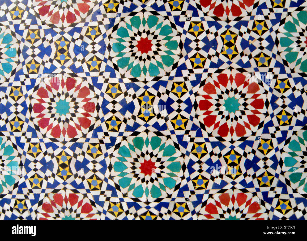 Moroccan Style Circle Pattern Brightly & Colorful Tiled Wall in Fez ...