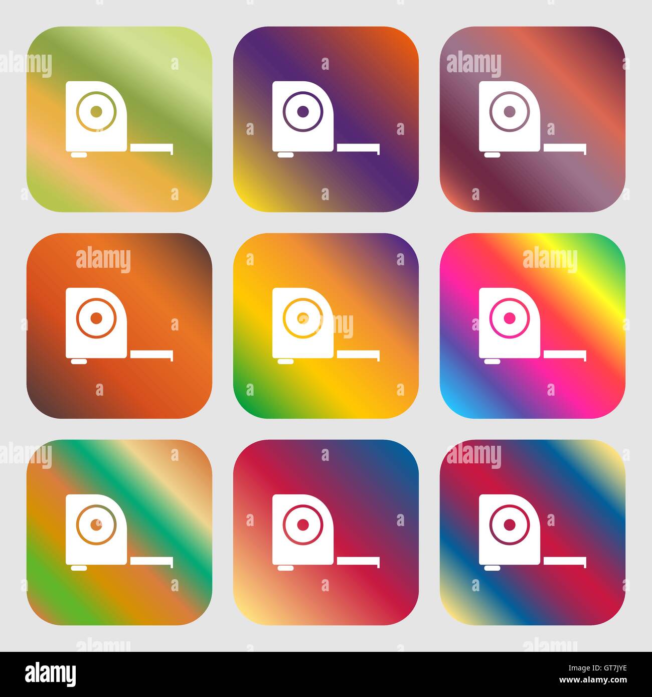 Roulette construction icon sign . Nine buttons with bright gradients ...