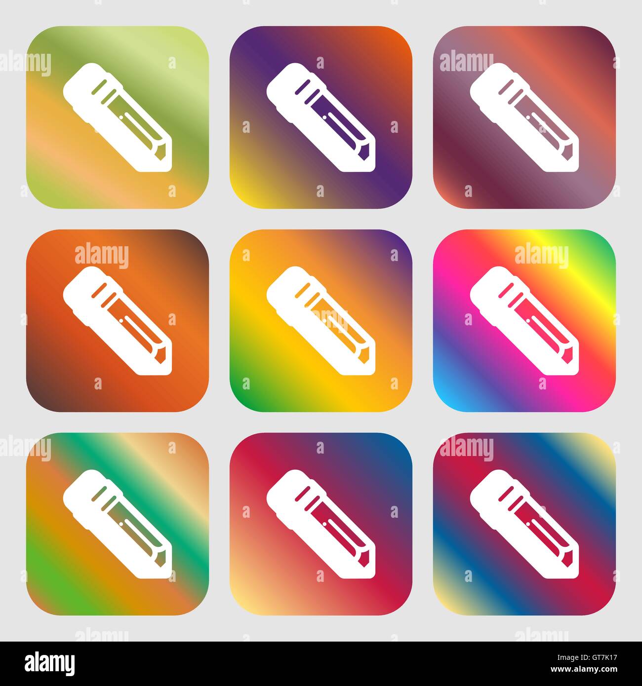 pencil icon. Nine buttons with bright gradients for beautiful design ...