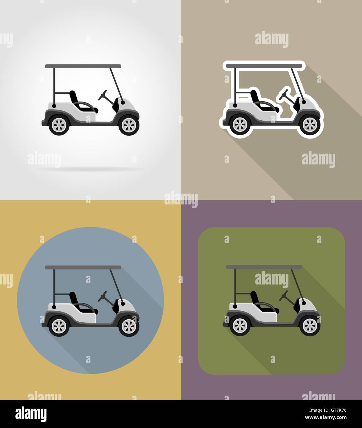 golf car flat icons illustration isolated on background Stock Photo - Alamy