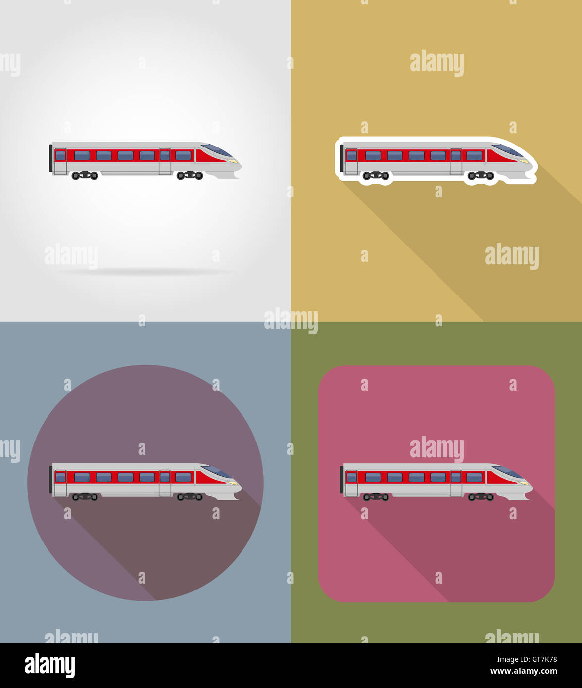 train flat icons illustration isolated on background Stock Photo - Alamy