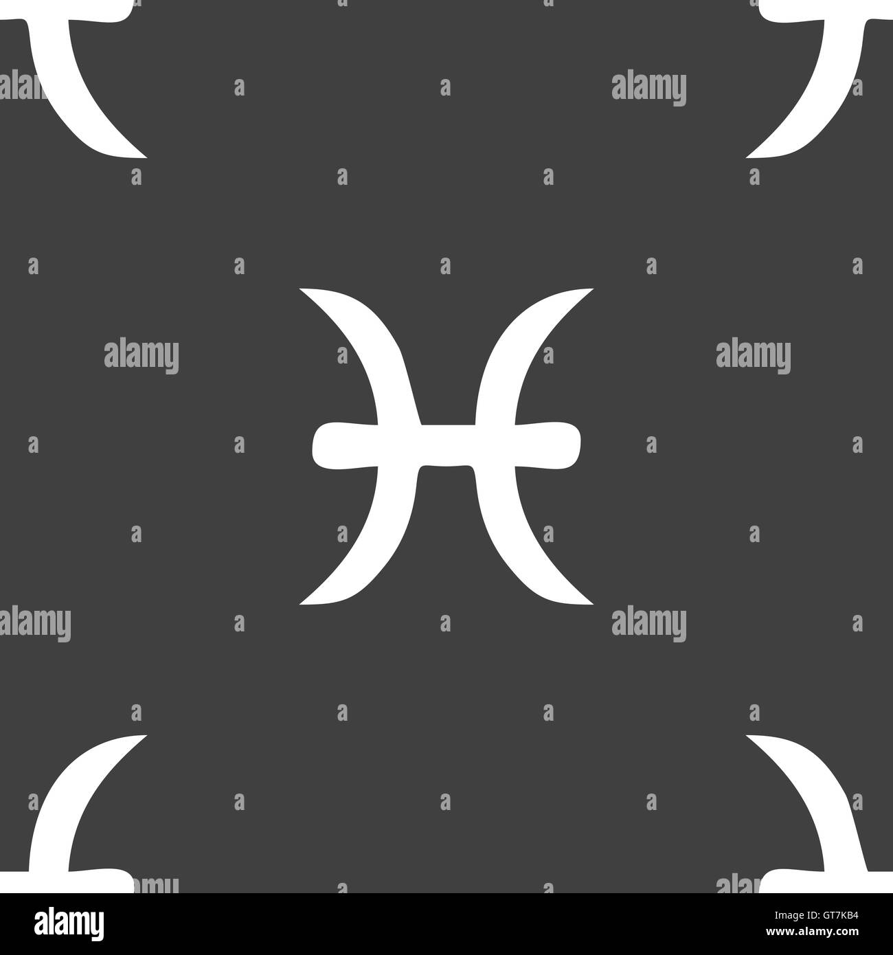 Pisces zodiac sign sign. Seamless pattern on a gray background. Vector ...