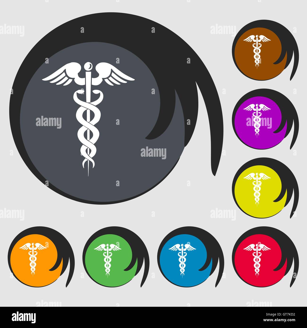 medicine sign icon. Symbols on eight colored buttons. Vector Stock ...