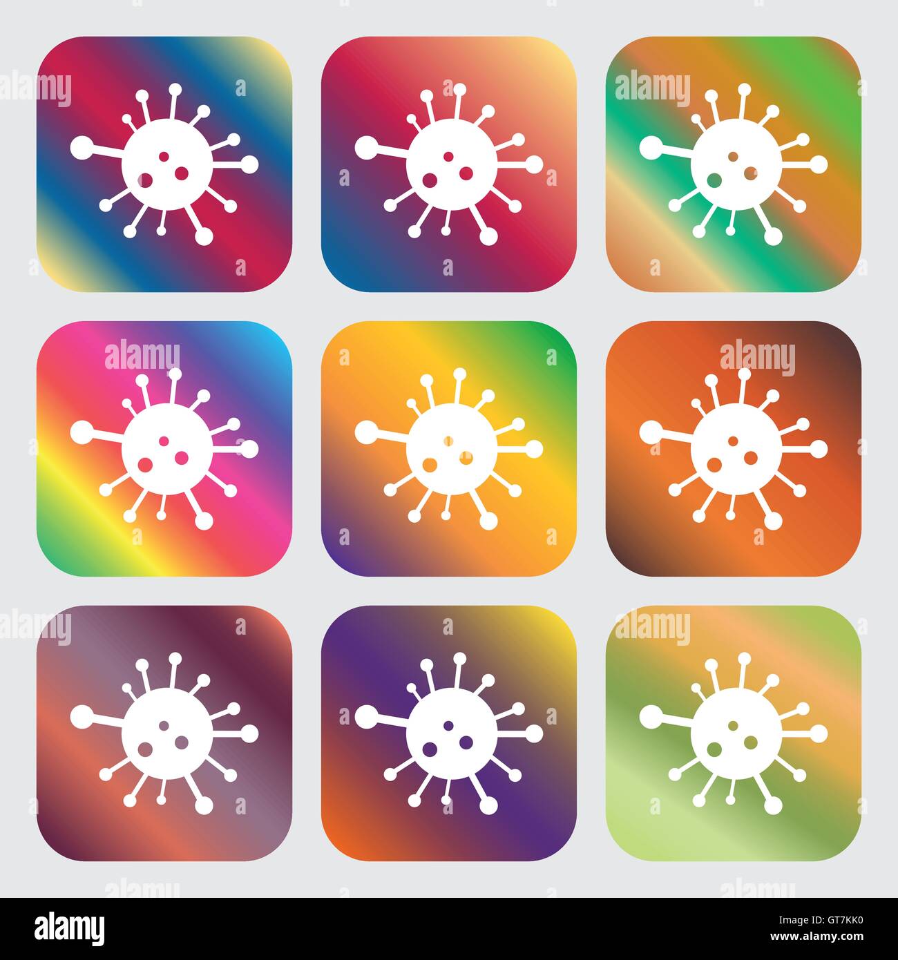 Bacteria icon . Nine buttons with bright gradients for beautiful design ...