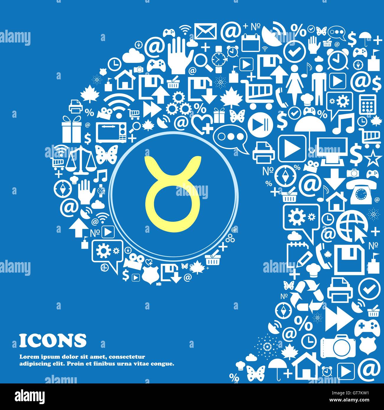 Taurus symbols. Nice set of beautiful icons twisted spiral into the ...