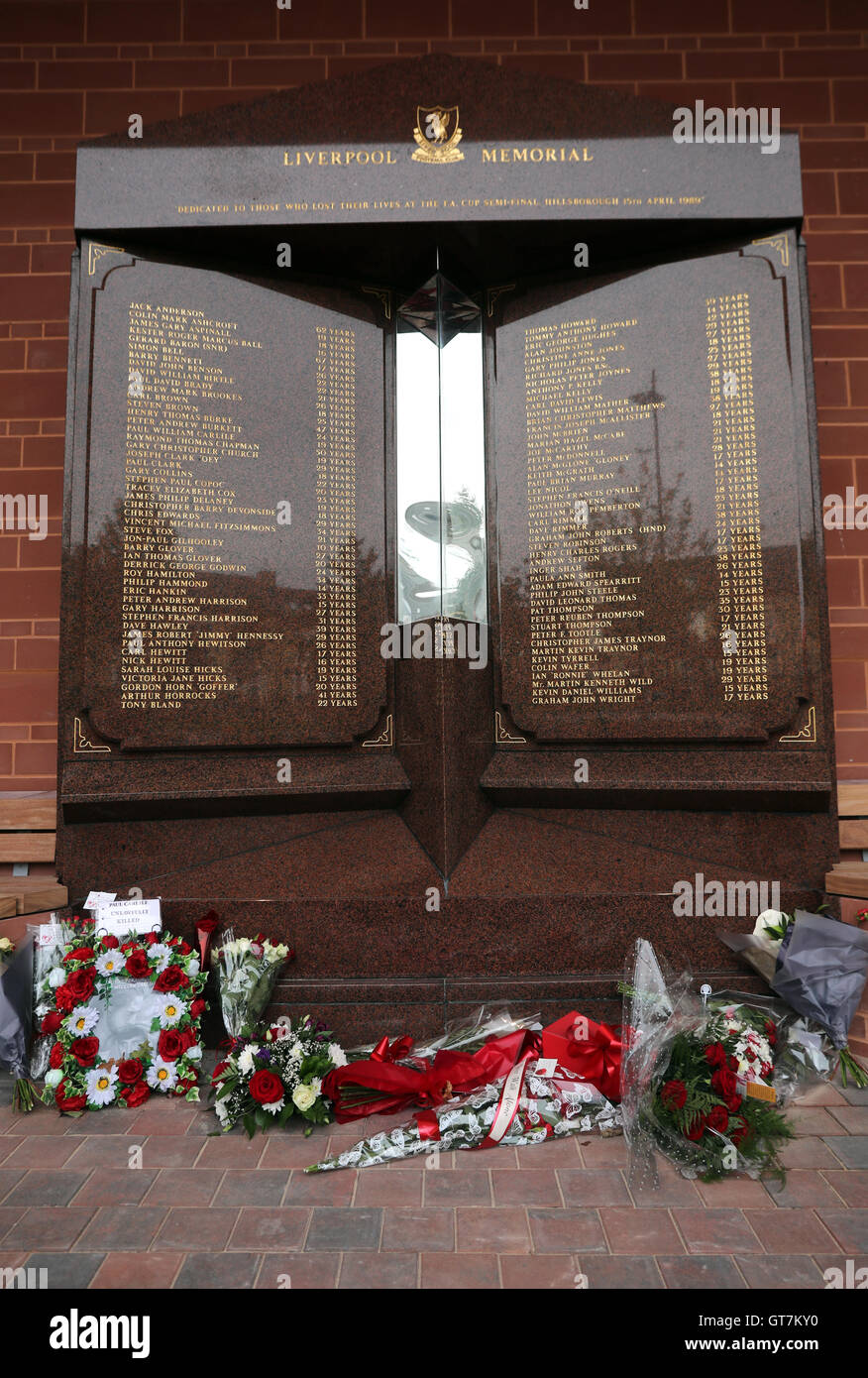 A general view of the Liverpool Memorial at Anfield Stadium, Liverpool ...