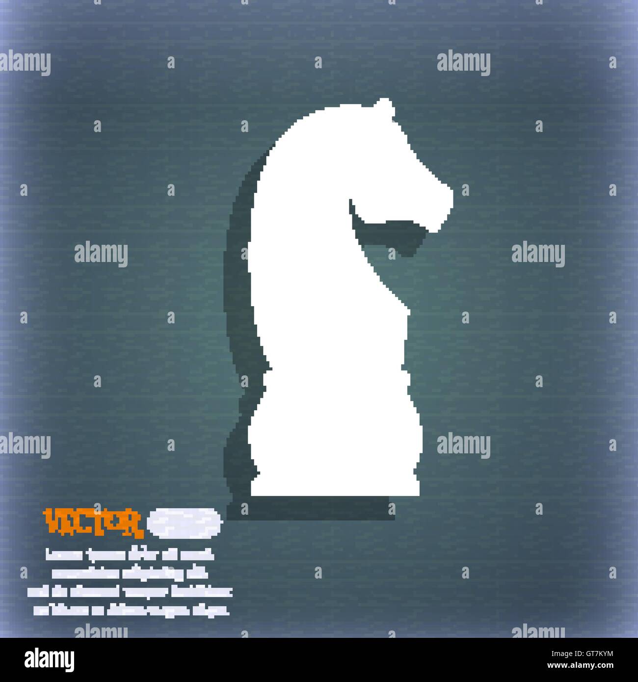 Chess knight icon. On the blue-green abstract background with shadow ...