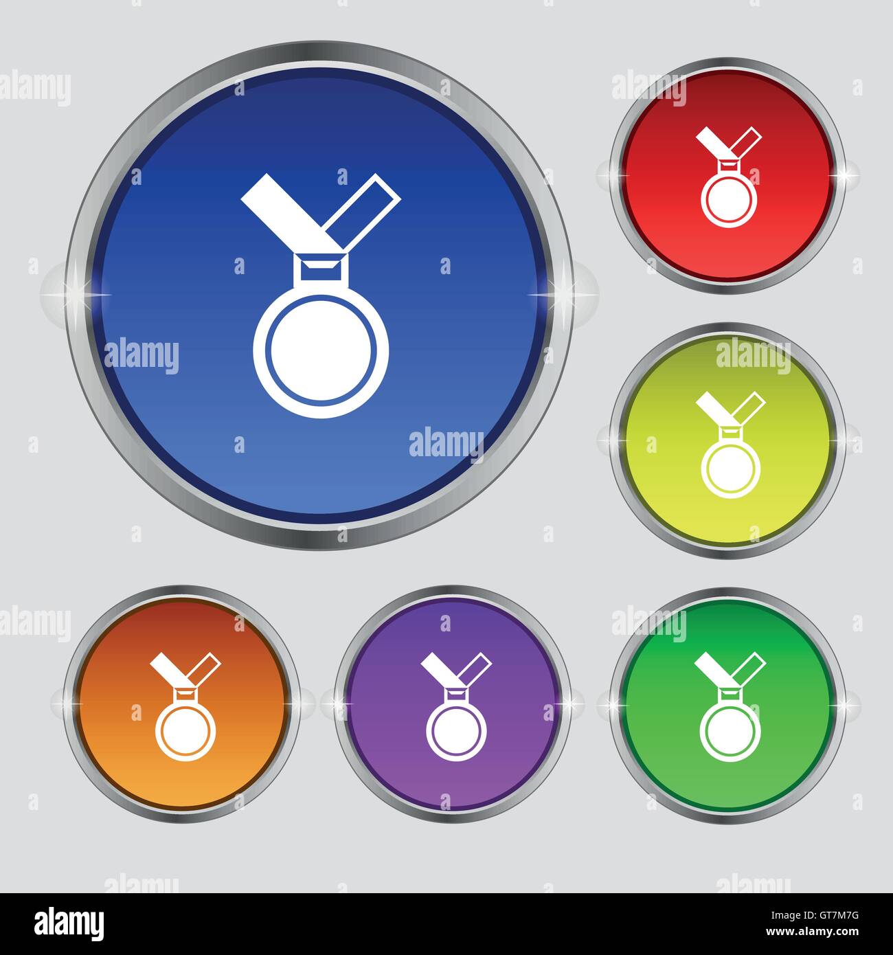 medal icon sign. Round symbol on bright colourful buttons. Vector Stock ...