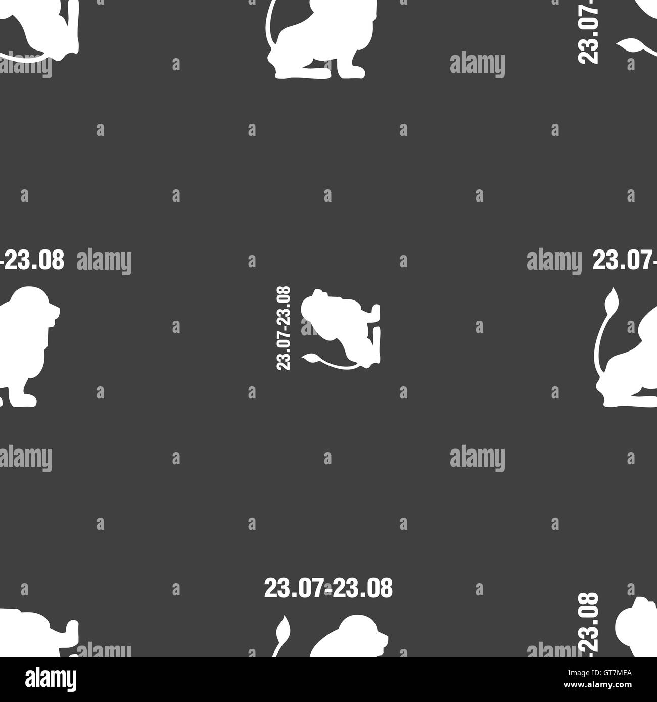 Leo zodiac sign. Seamless pattern on a gray background. Vector Stock ...