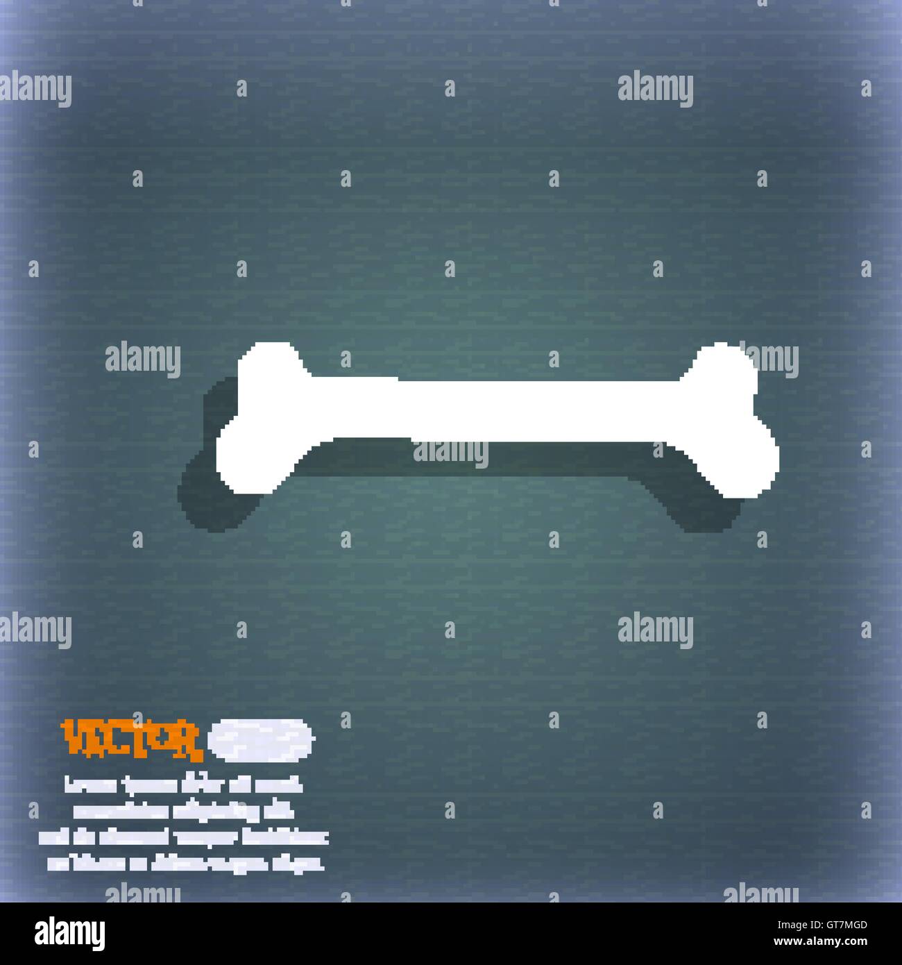 Dog bone icon. On the blue-green abstract background with shadow and ...