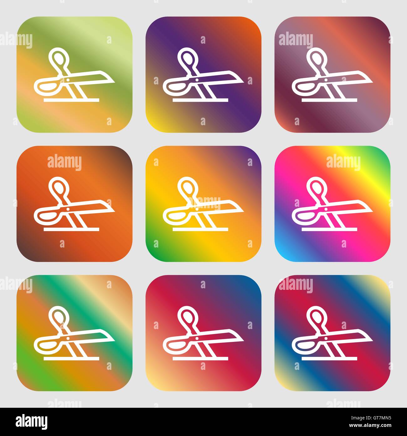 scissors icon. Nine buttons with bright gradients for beautiful design ...