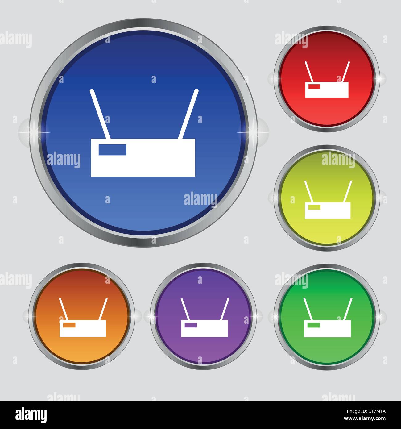 Wi-Fi Icon sign. Round symbol on bright colourful buttons. Vector Stock ...