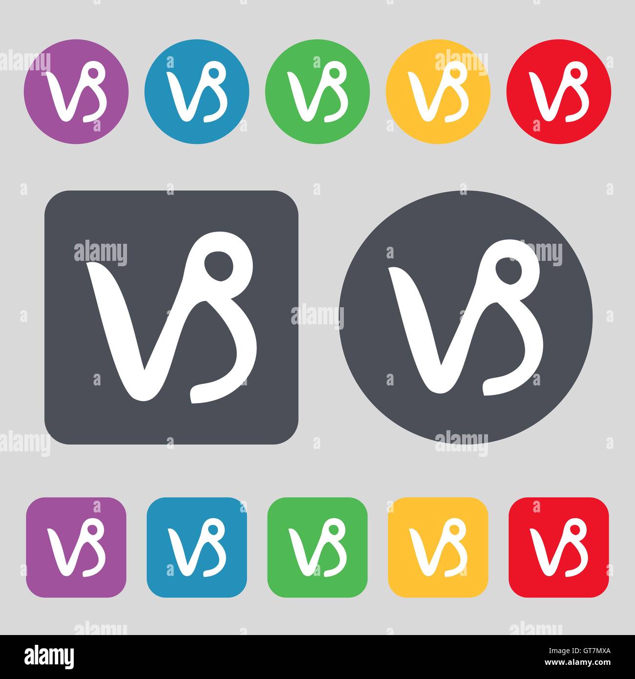 Capricorn icon sign. A set of 12 colored buttons. Flat design. Vector ...