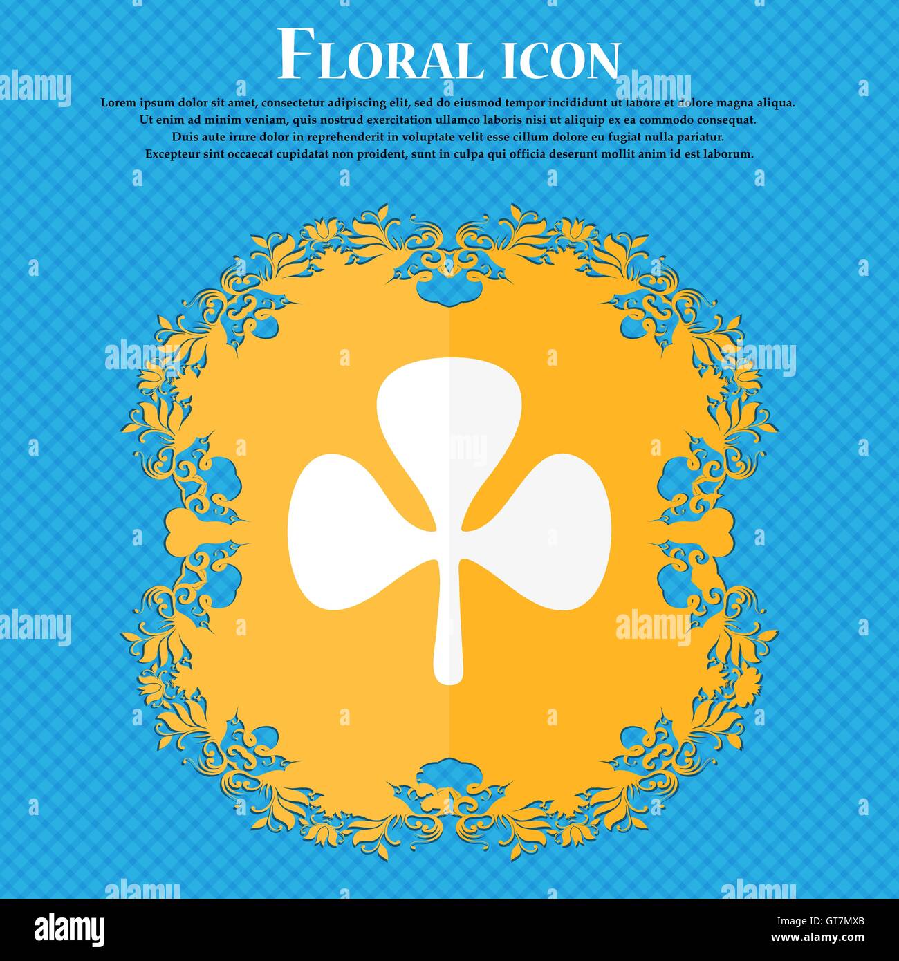 Clover icon. Floral flat design on a blue abstract background with ...