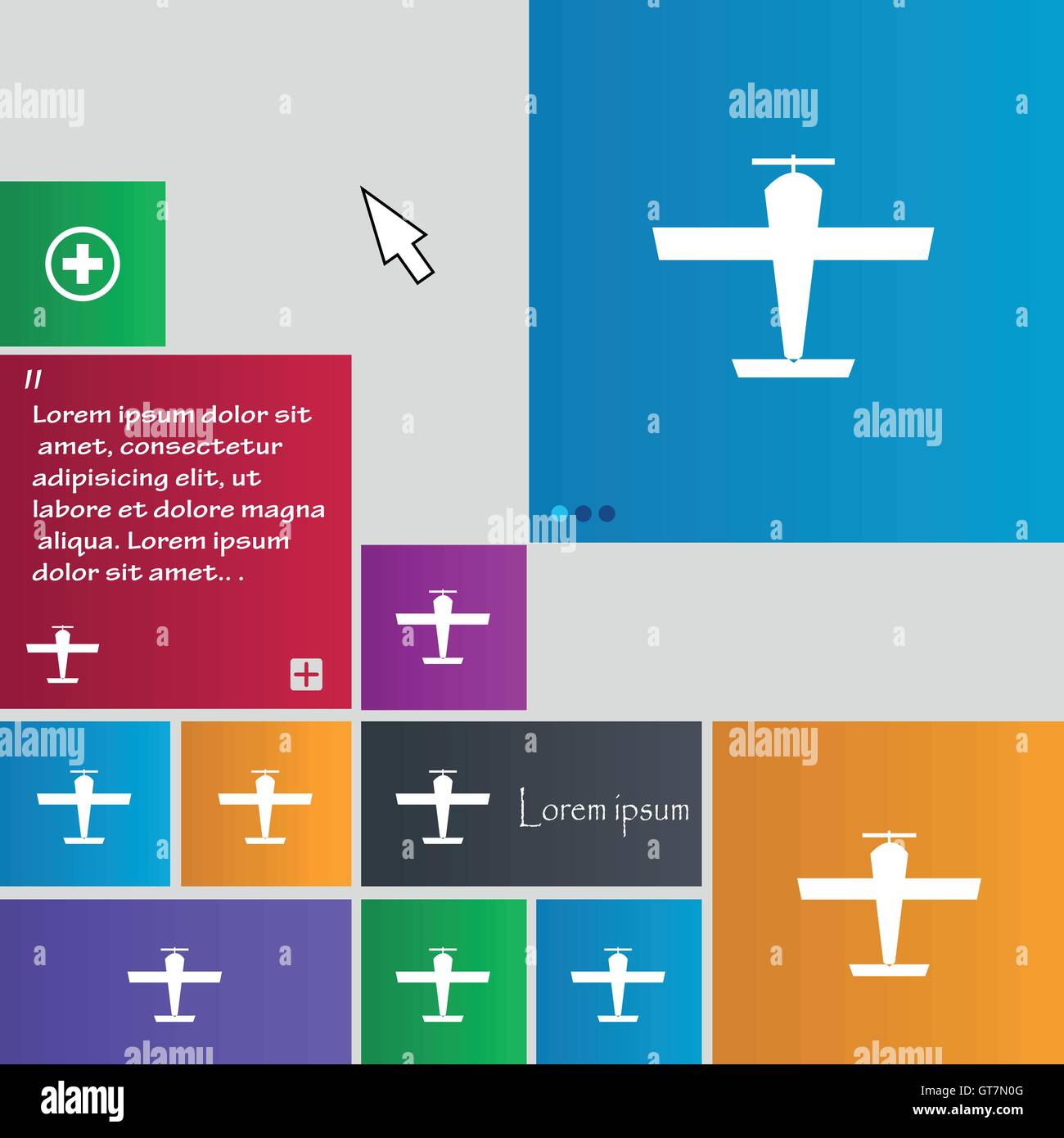 Plane icon sign. buttons. Modern interface website buttons with cursor pointer. Vector Stock ...