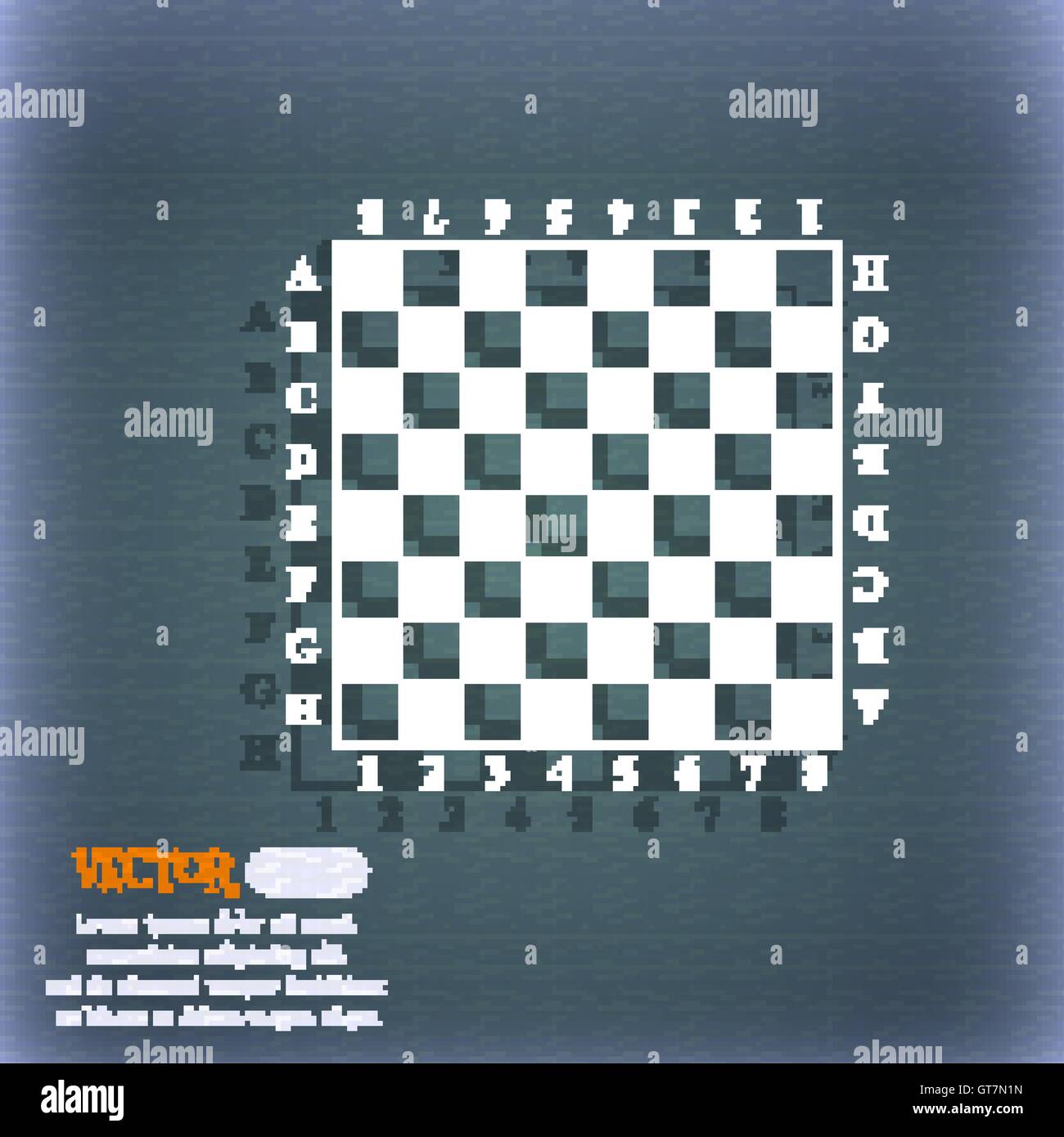 Modern Chess board icon. On the blue-green abstract background with ...