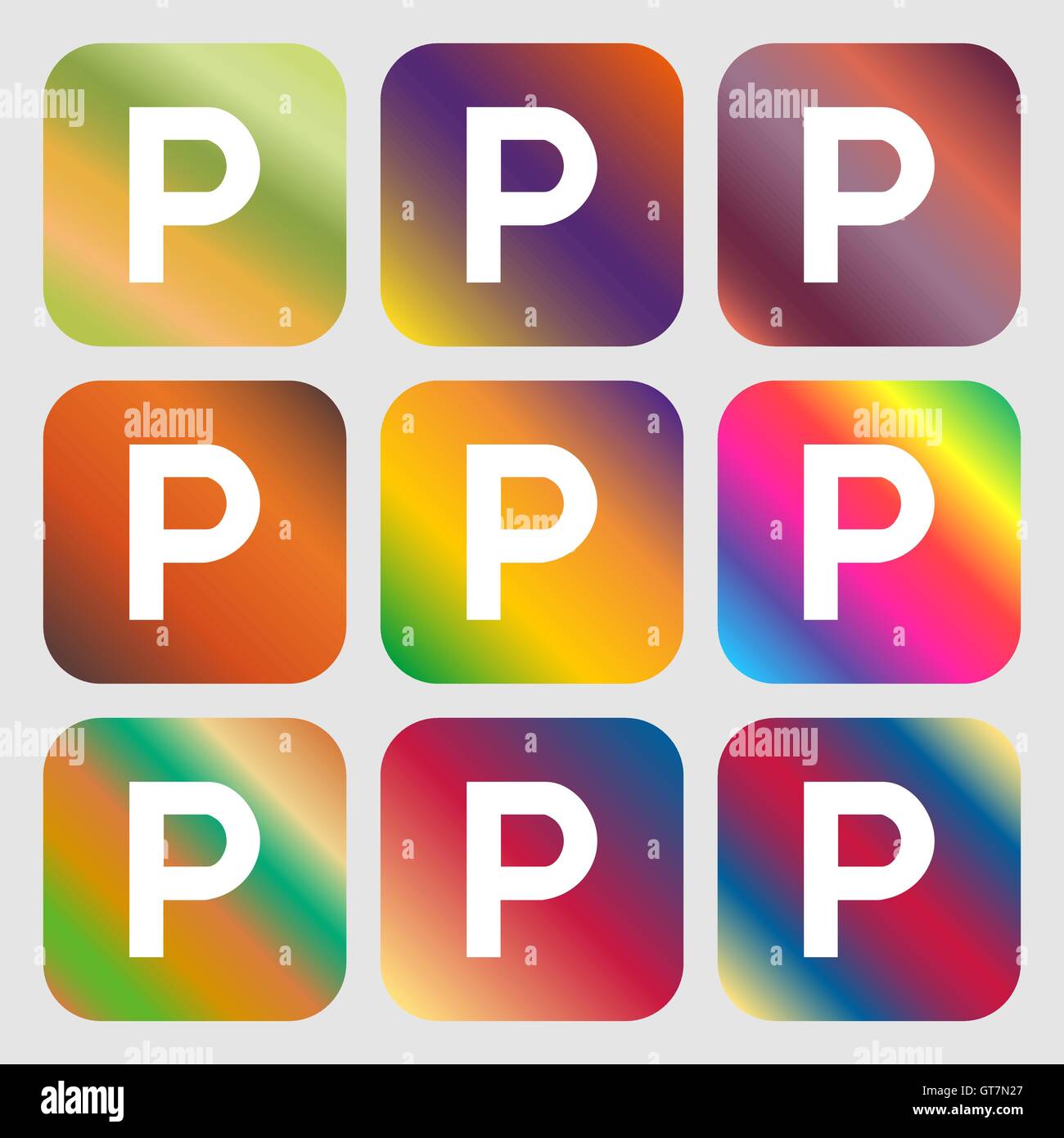 parking icon. Nine buttons with bright gradients for beautiful design ...