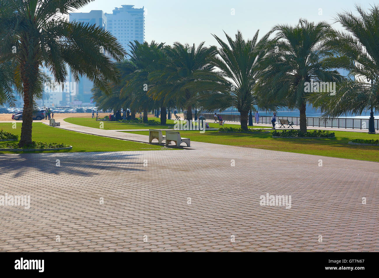 Public gardens outside The Central Souk, Sharjah, UAE Stock Photo - Alamy