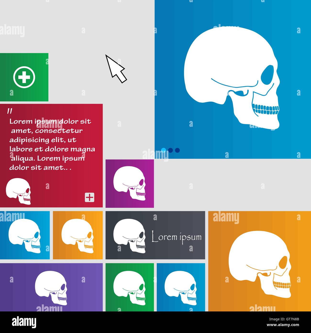 Skull icon sign. buttons. Modern interface website buttons with cursor pointer. Vector Stock ...