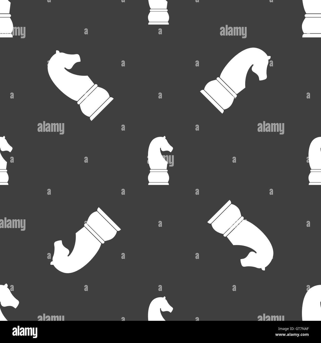 Chess knight icon. sign. Seamless pattern on a gray background. Vector ...