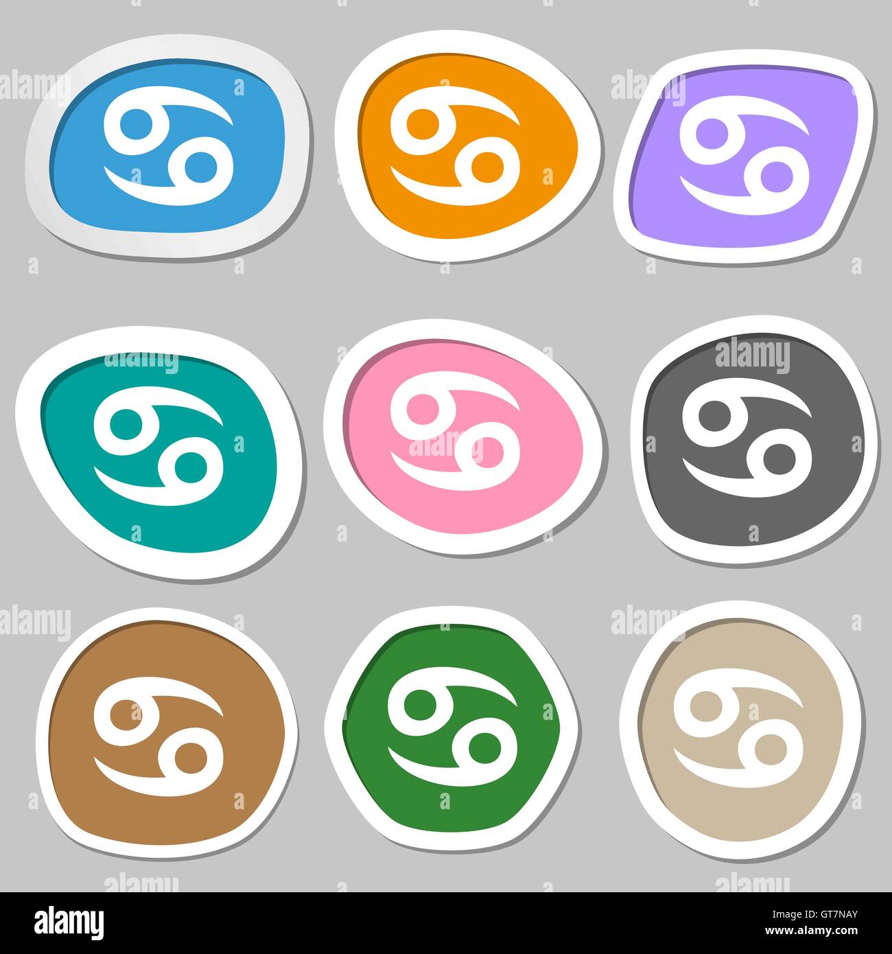 zodiac Cancer symbols. Multicolored paper stickers. Vector Stock Vector ...