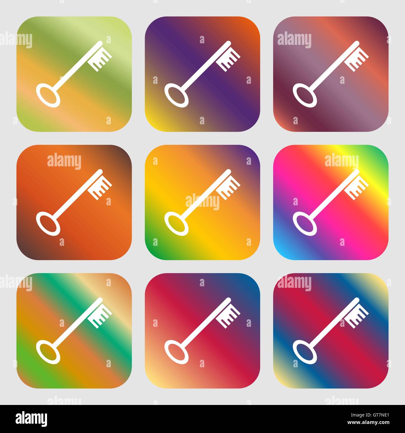 Key icon sign . Nine buttons with bright gradients for beautiful design ...
