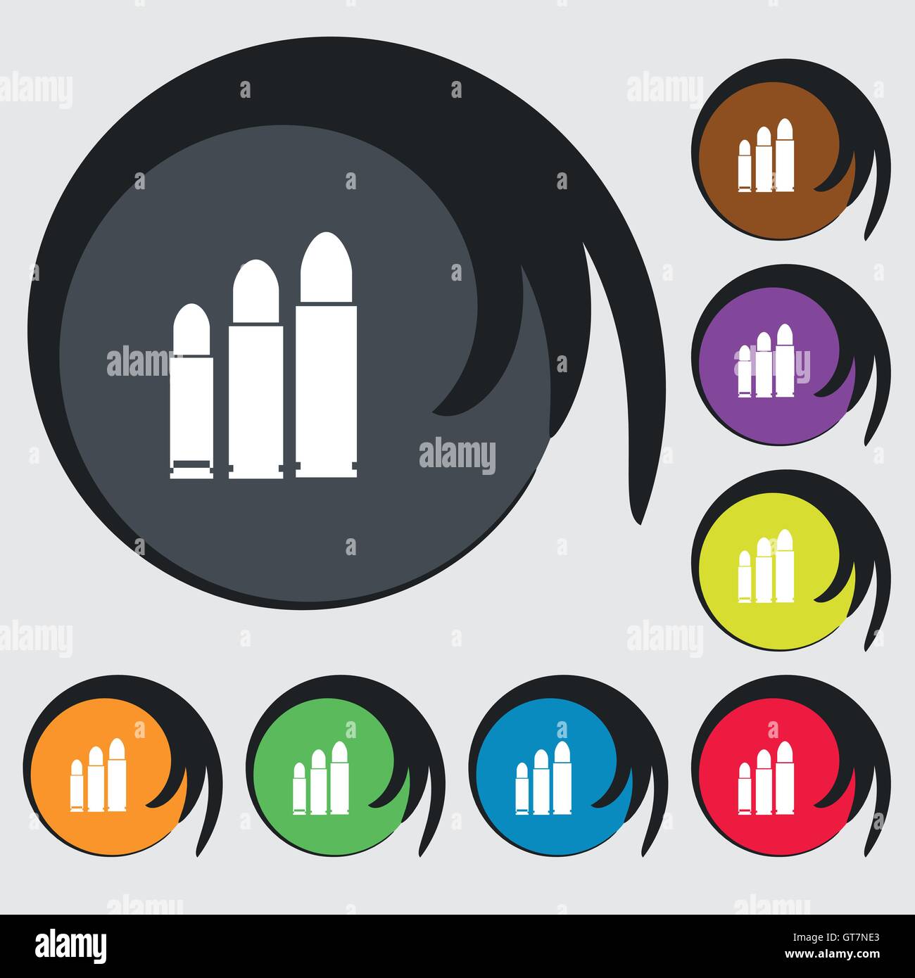 bullet Icon sign. Symbols on eight colored buttons. Vector Stock Vector ...