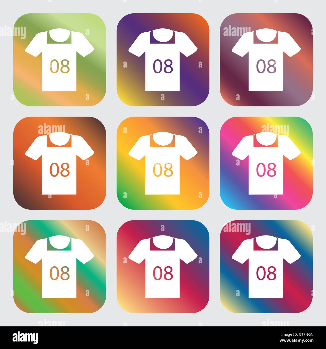 T-shirt Icon . Nine buttons with bright gradients for beautiful design ...