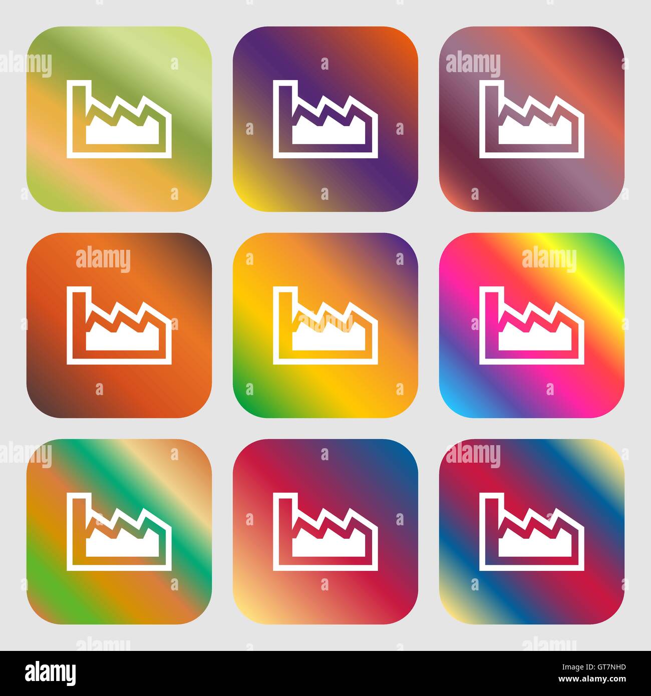 Chart icon. Nine buttons with bright gradients for beautiful design ...