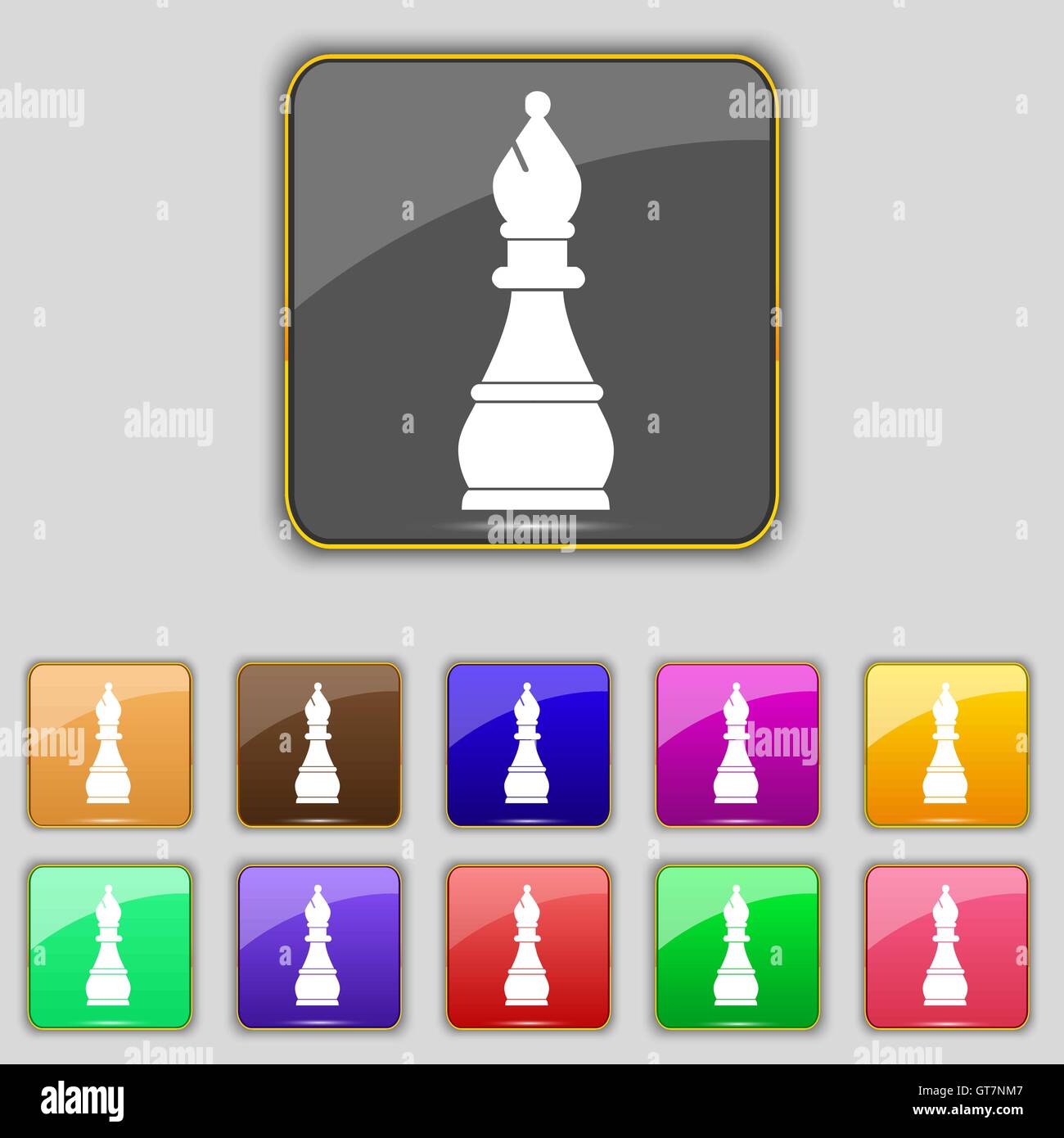 Chess bishop icon sign. Set with eleven colored buttons for your site ...