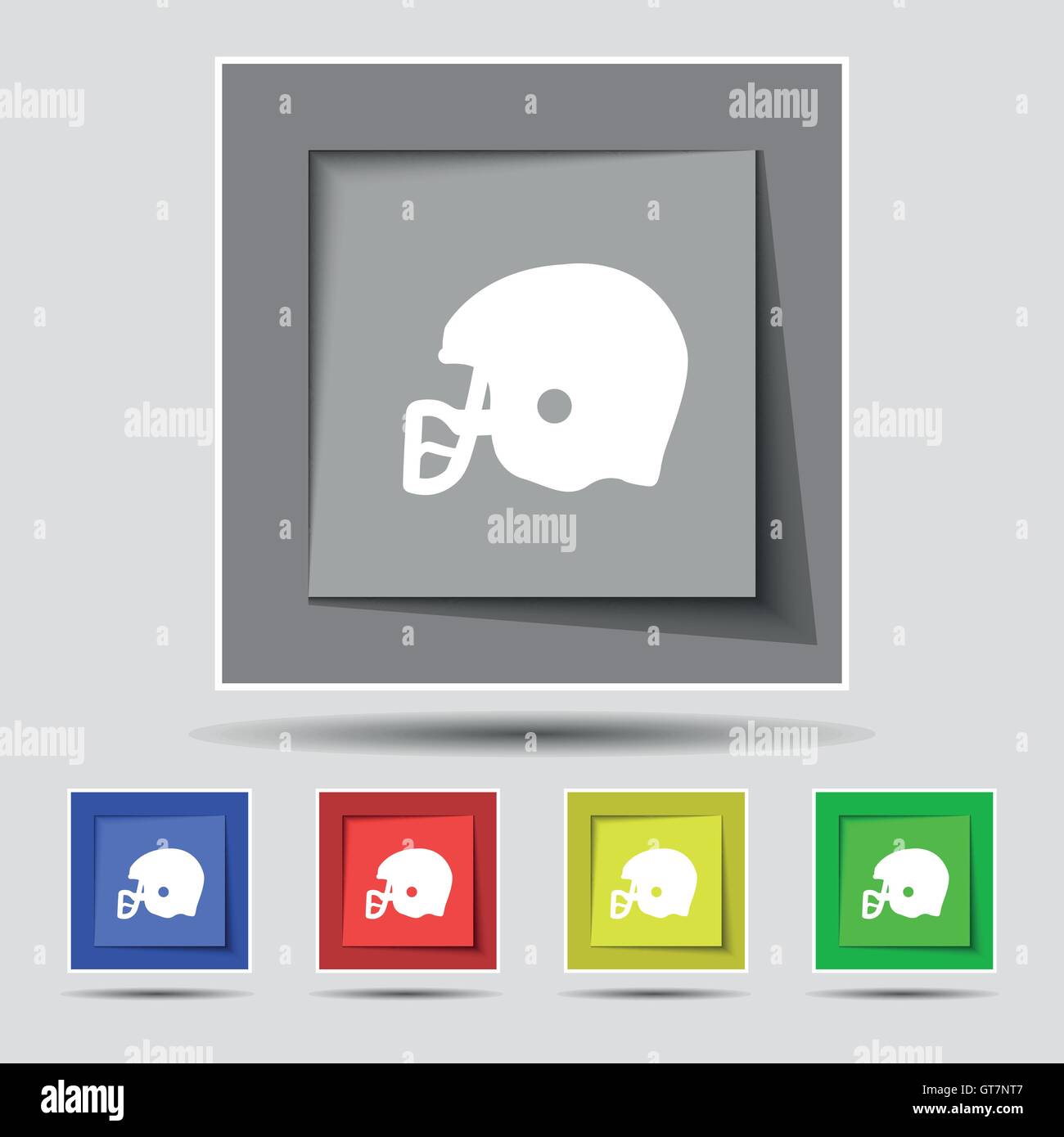 american football helmet icon sign on original five colored buttons ...