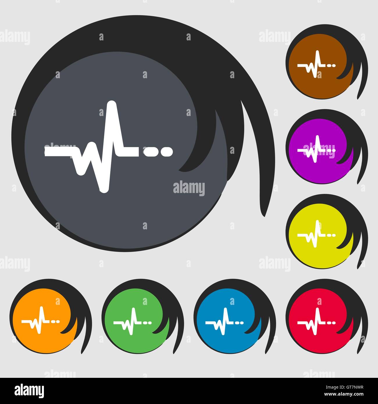 pulse sign icon. Symbols on eight colored buttons. Vector Stock Vector ...