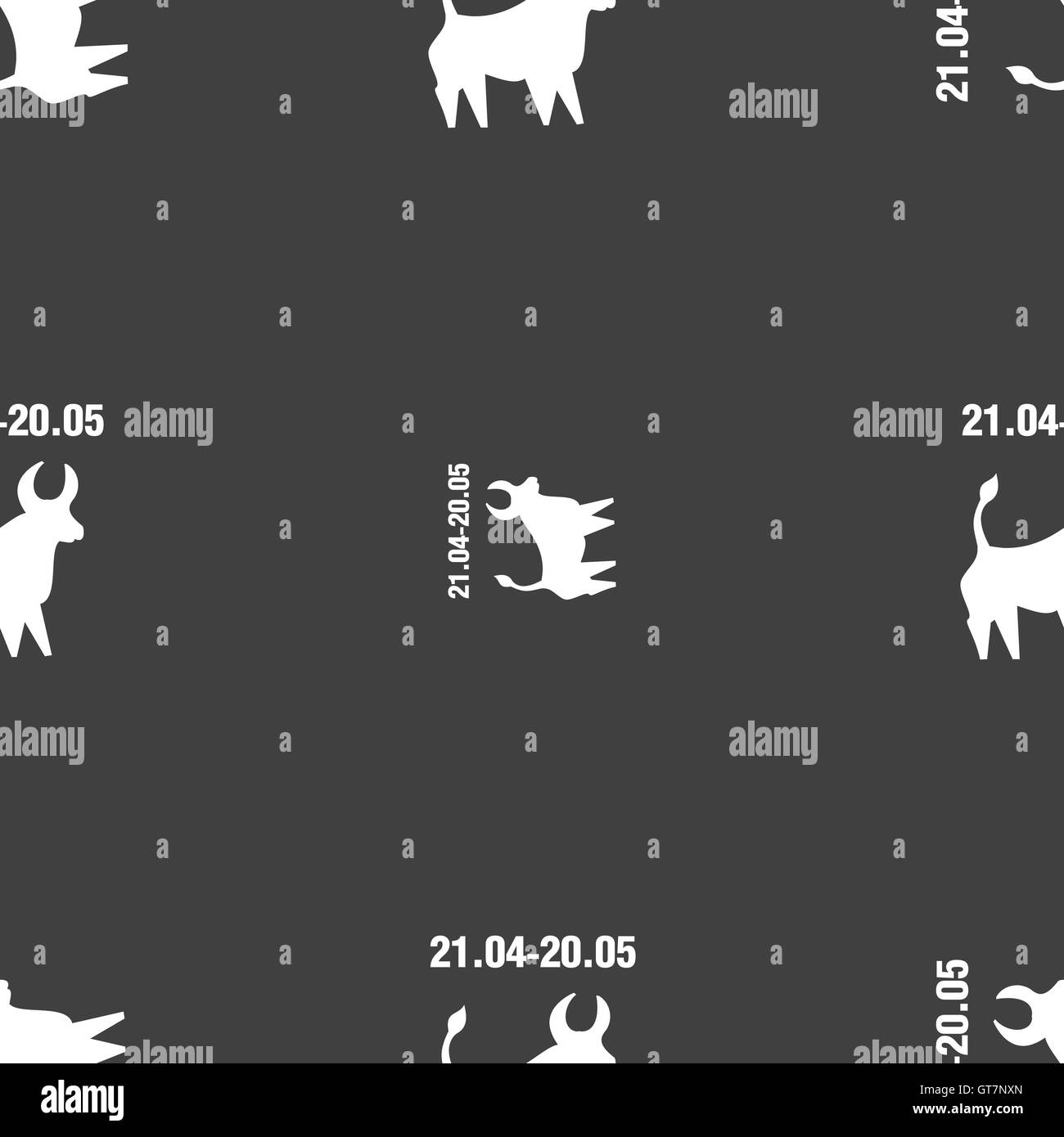 Taurus sign. Seamless pattern on a gray background. Vector Stock Vector ...