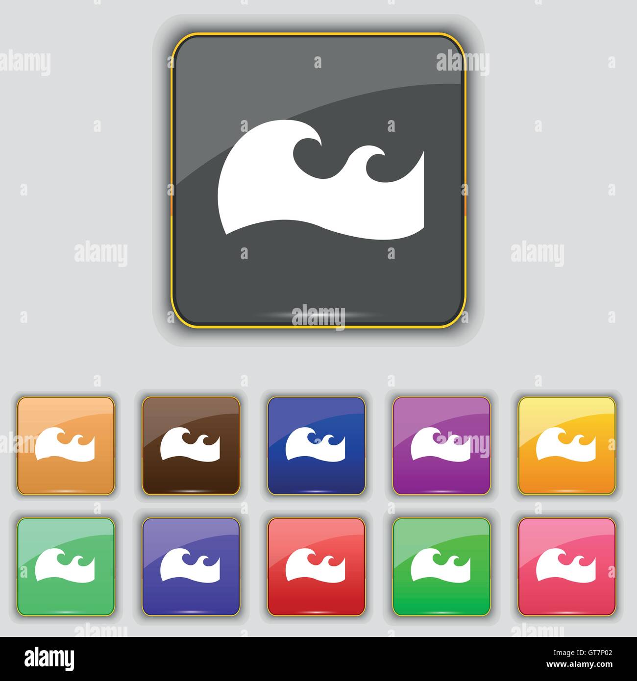 Waves icon sign. Set with eleven colored buttons for your site. Vector ...