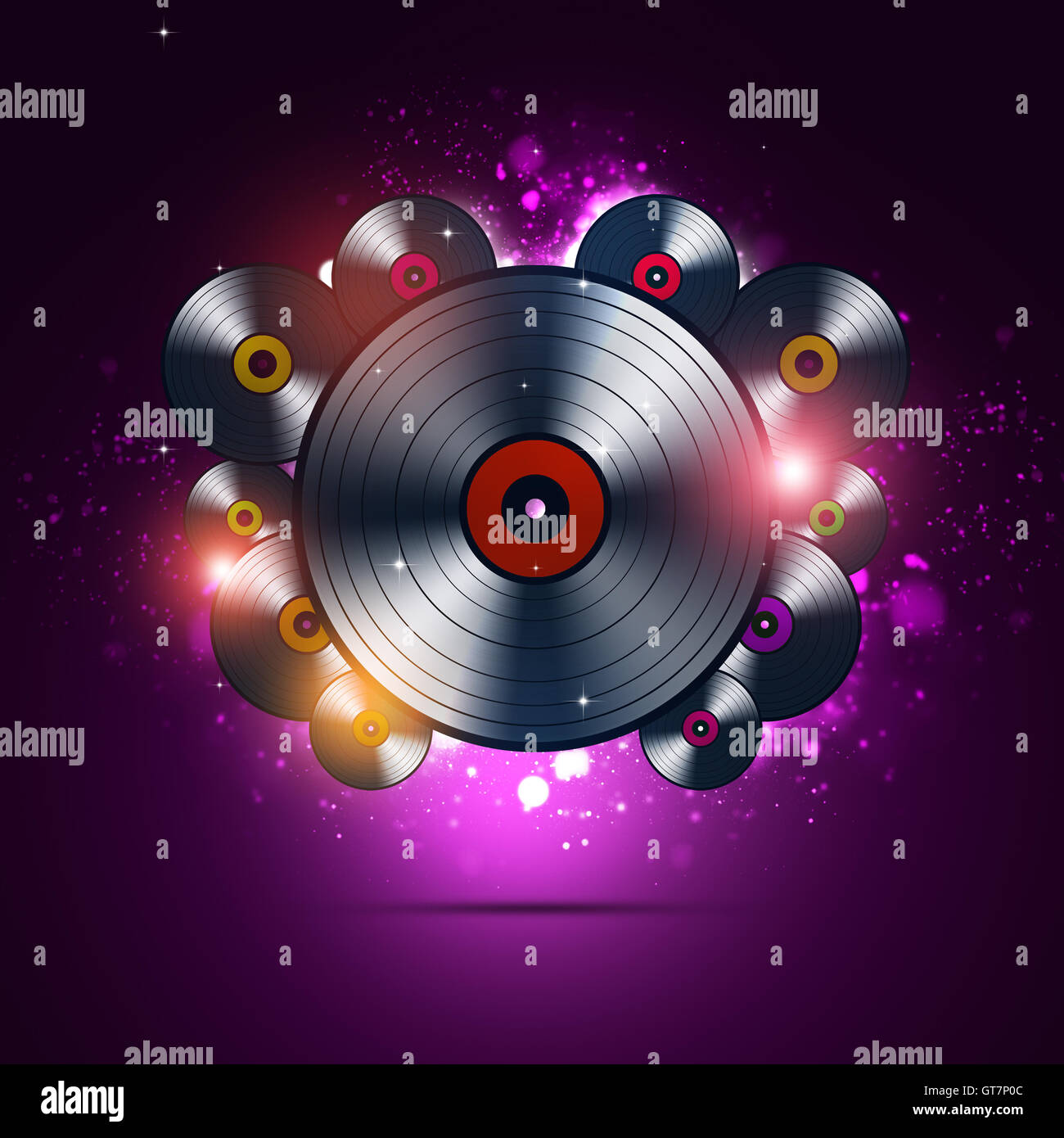 abstract music vinyl records party bright background Stock Photo - Alamy