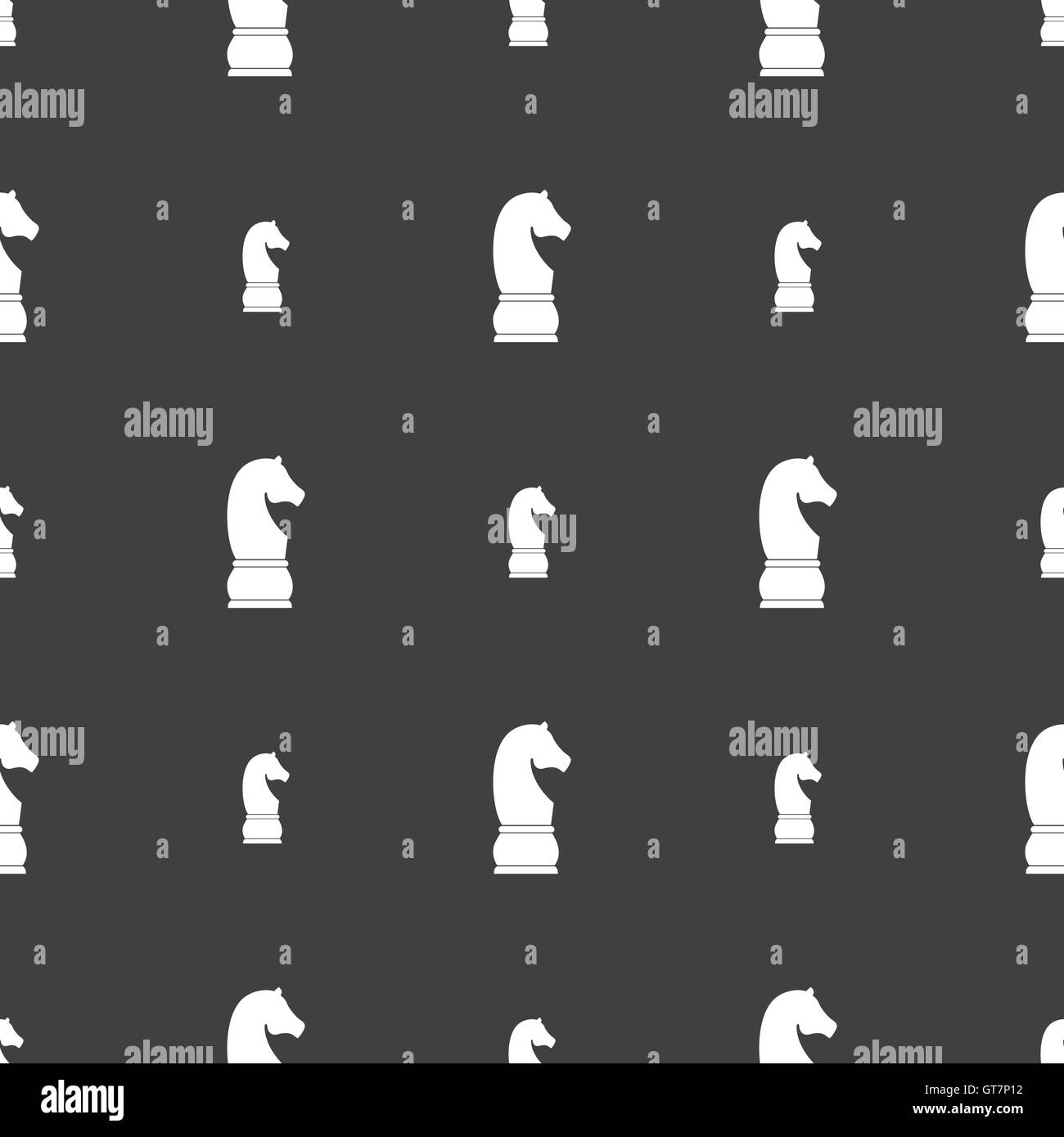 Chess knight icon. sign. Seamless pattern on a gray background. Vector ...