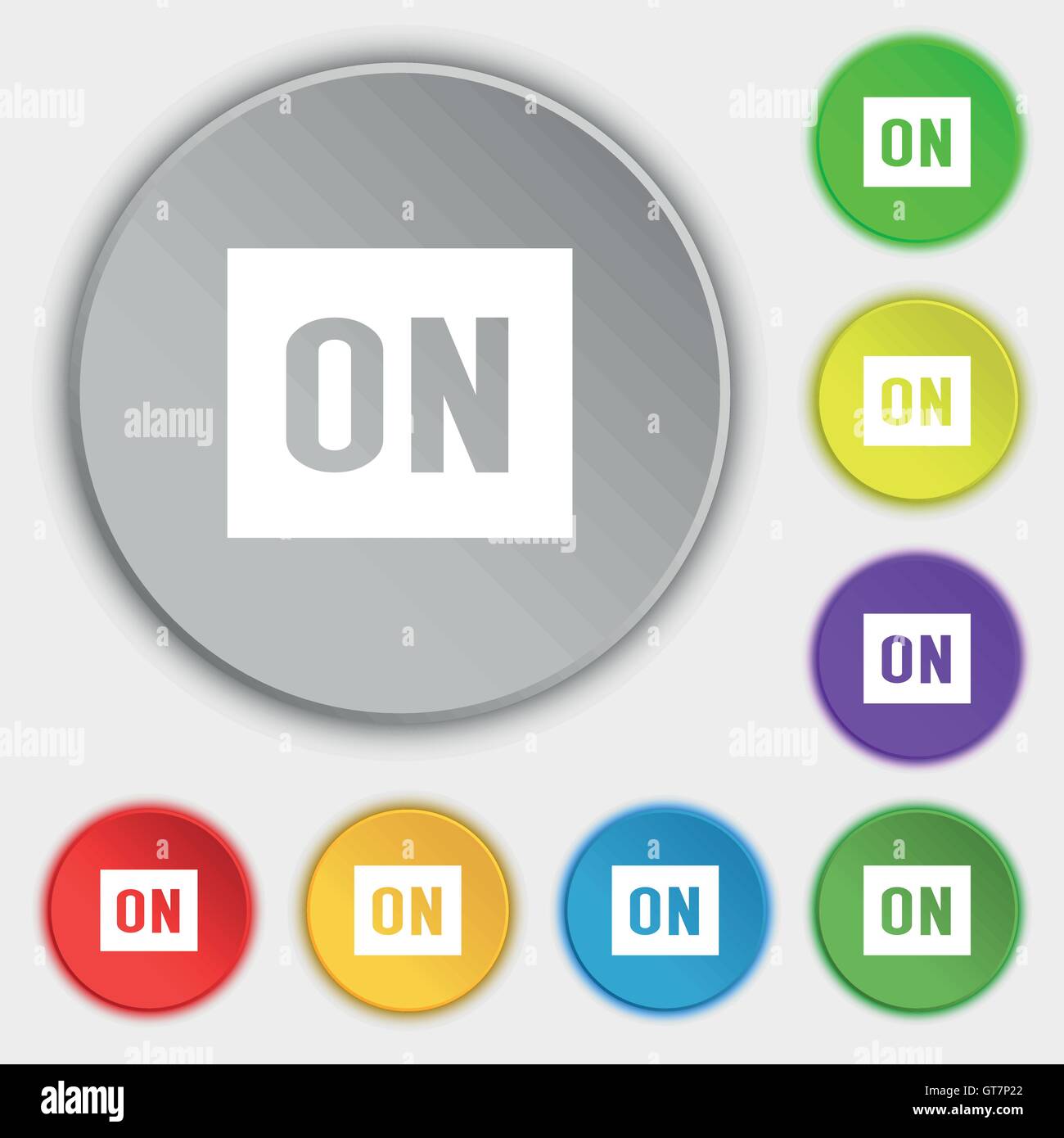 ON icon sign. Symbol on eight flat buttons. Vector Stock Vector Image ...