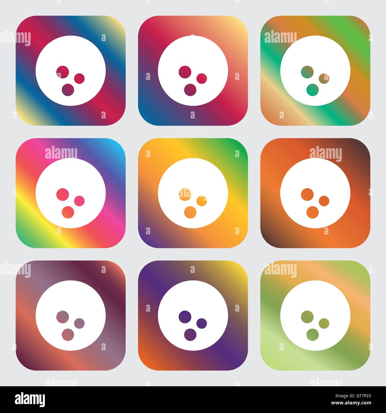 Bowling icon . Nine buttons with bright gradients for beautiful design ...