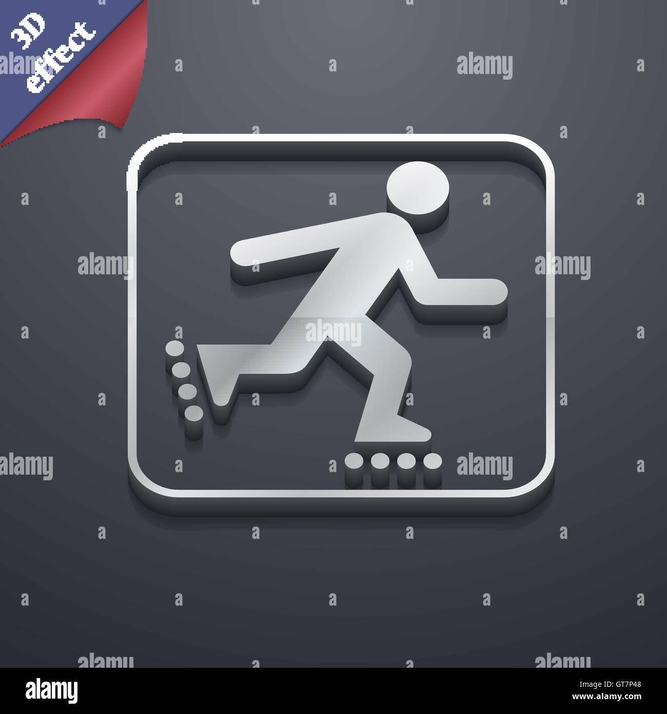 roller skating icon symbol. 3D style. Trendy, modern design with space ...